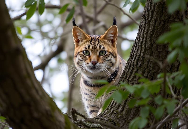 A View of a Scottish Wildcat in the Woods Stock Illustration ...