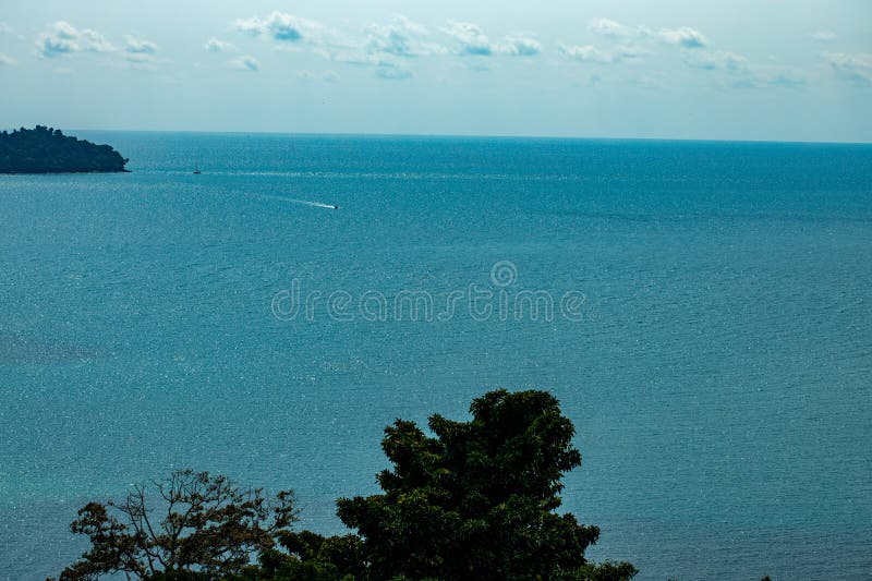 View of the Sea from Above. Beautiful Ocean. Ship. Summer Stock Photo ...