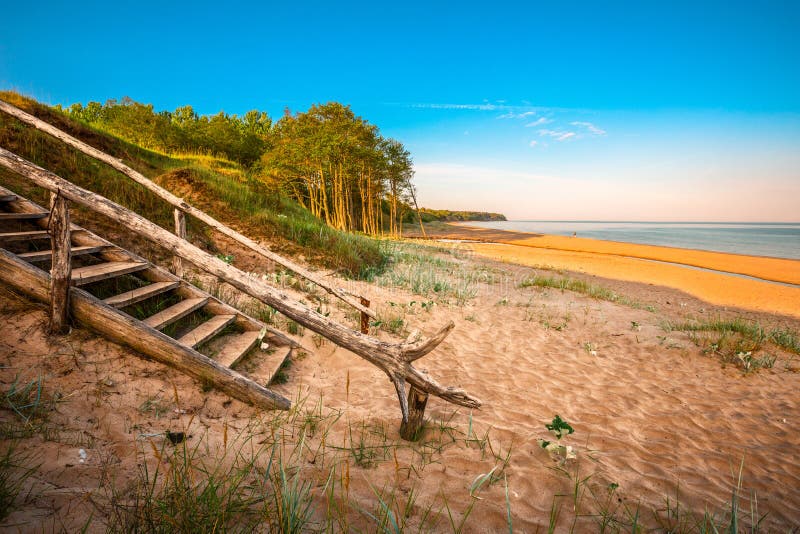 View of the Sea Beach and Bluffs Stock Photo - Image of cloud, bank ...