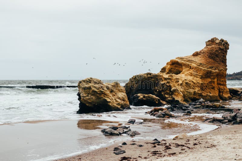 View of Sea and Cliff on the Beach Stock Photo - Image of shore ...