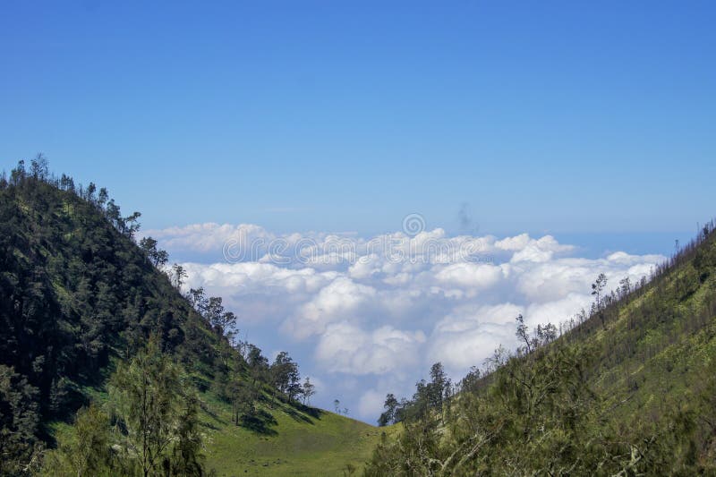 View of the Sea of ??clouds on Mount Semeru, East Java, Indonesia Stock ...