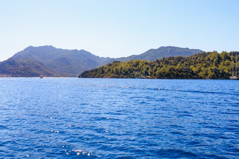 View of the Sea from an Excursion Yacht. Background with Selective ...