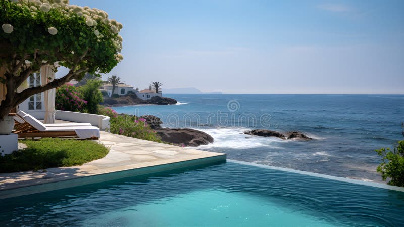View of the Sea through the Infinity Pool Stock Photo - Image of exotic ...