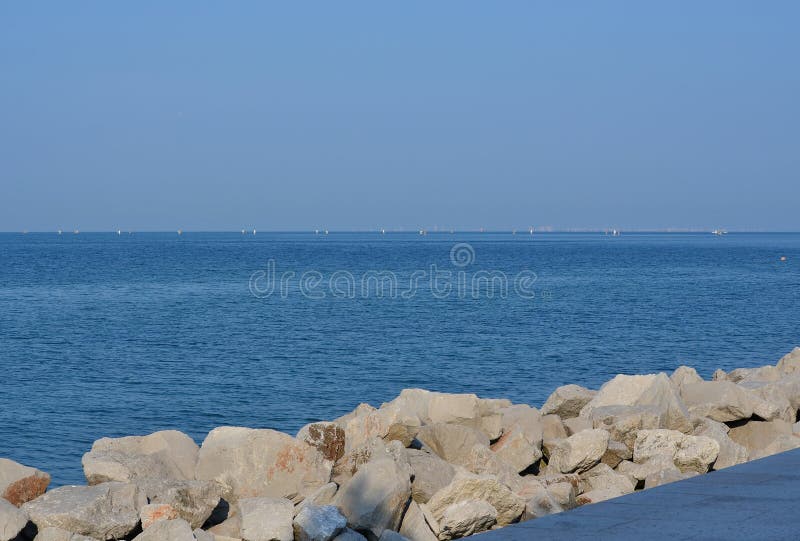 View of the Sea Level, Grado Stock Image - Image of level, skyline ...