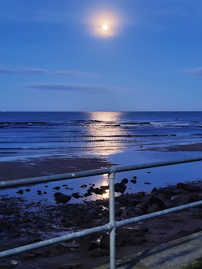 View of the Sea and Moonlight in the Evening Stock Image - Image of ...