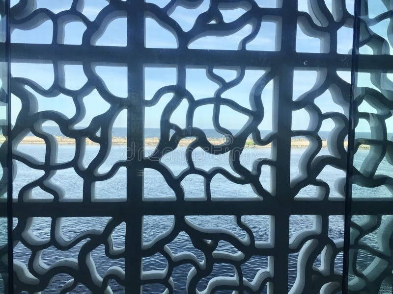 View of the Sea through a Railing Stock Image - Image of metal, iron ...