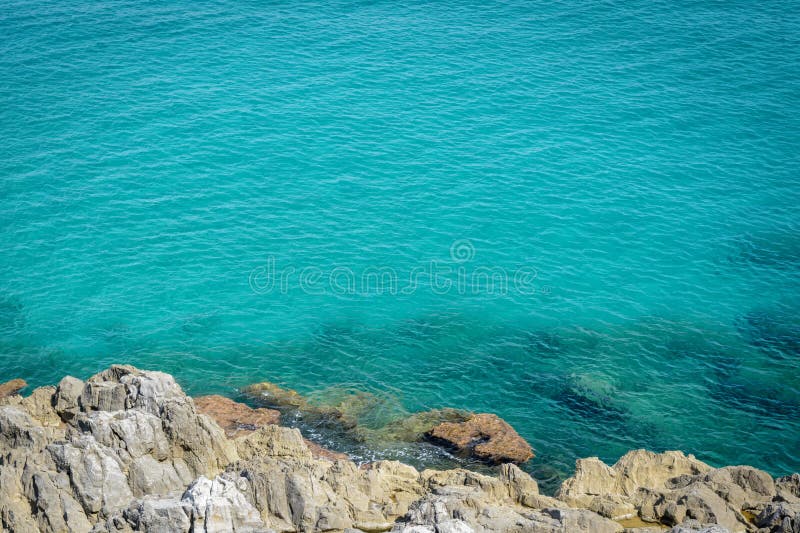 View of the Sea and the Rocks of the Cliff Below Stock Image - Image of ...