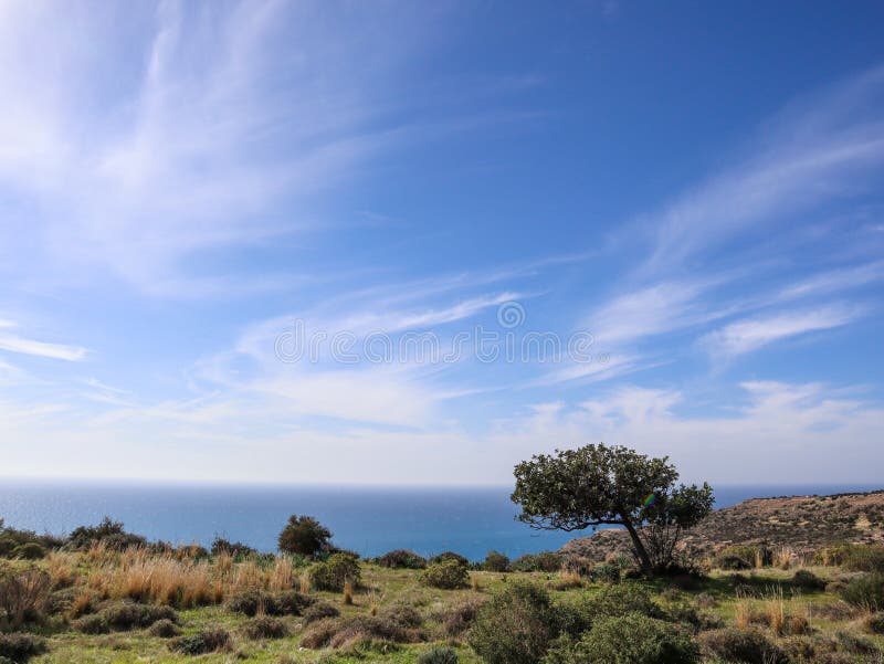 View of the Sea and Sky from the Mountains in Cyprus Stock Photo ...
