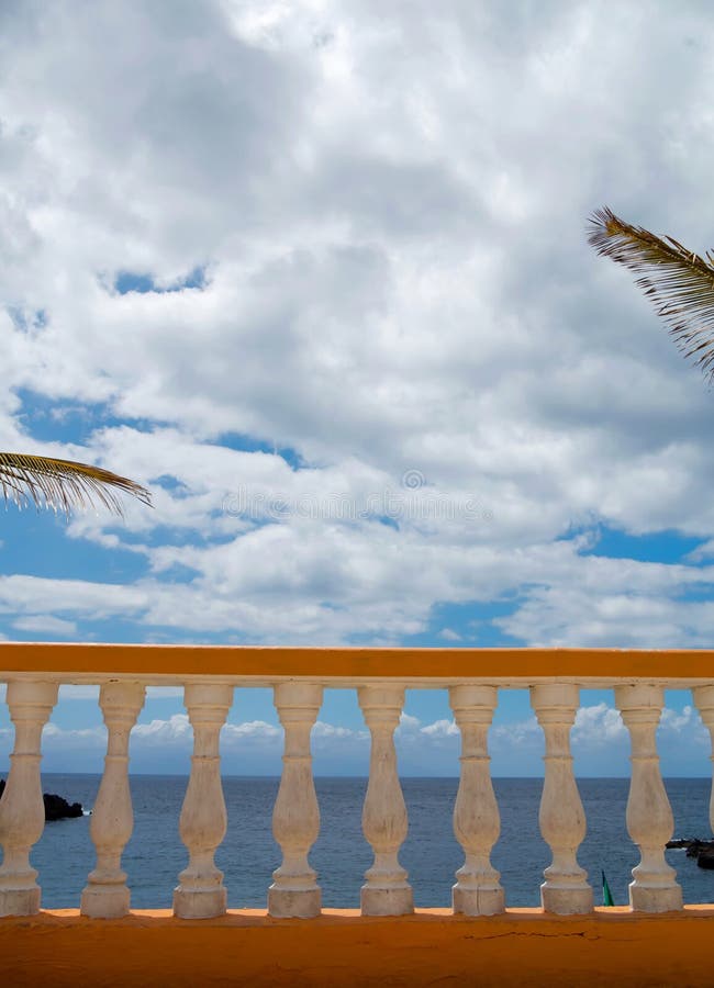 Terrace with Balustrade Overlooking the Sea Stock Photo - Image of ...