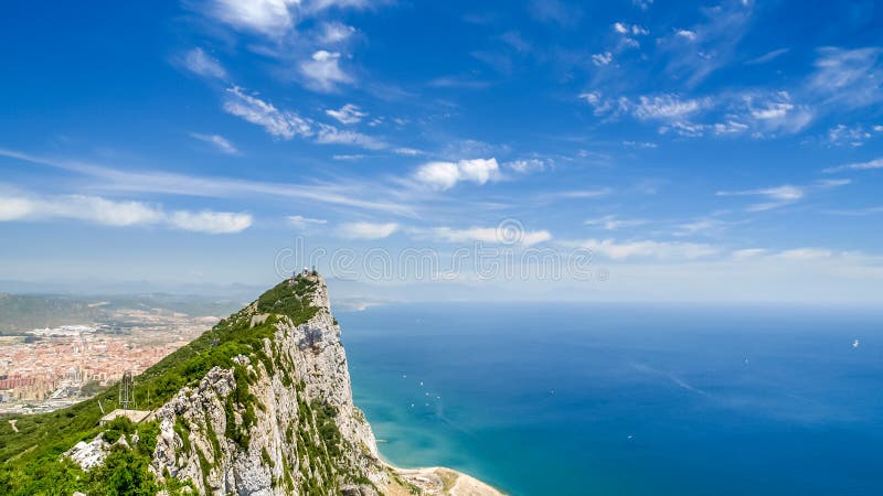 View of the Sea and the Tip of the Mountain Over Gibraltar Stock Image ...