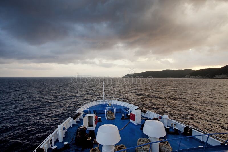View of Sea from the Top of Ferry Boat at Sunrise Stock Image - Image ...