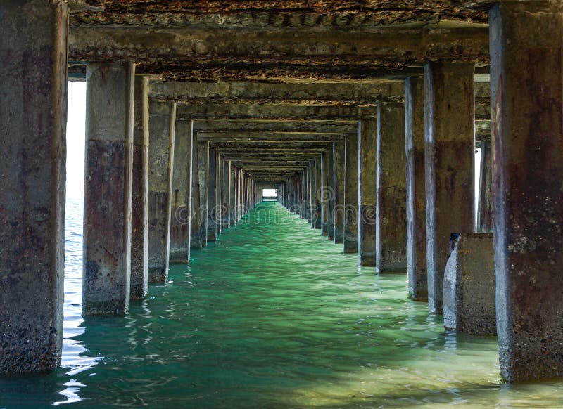 View of Sea Under the Old Pier Stock Photo - Image of ancient, stone ...