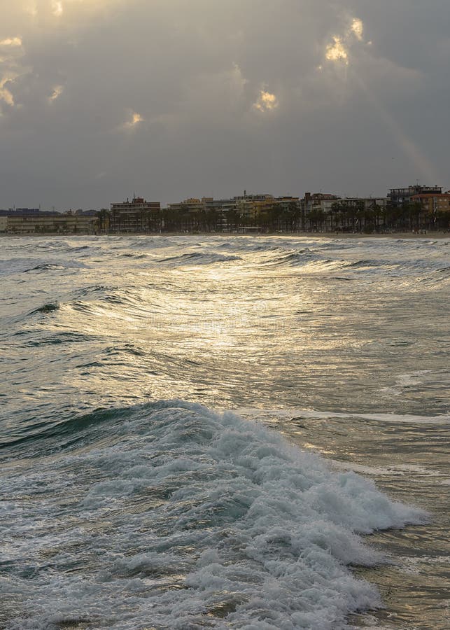 View of the Sea Waves Running To the Beach Stock Photo - Image of ...