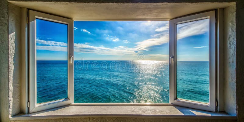 View of the Sea from the Window AI-Generated Content Stock Illustration ...