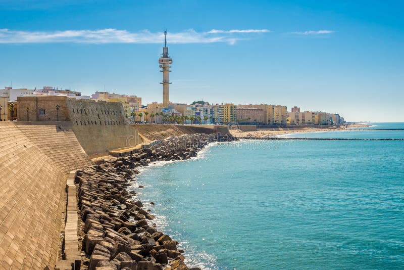 View at the Seafront of Cadiz - Spain Stock Photo - Image of ...
