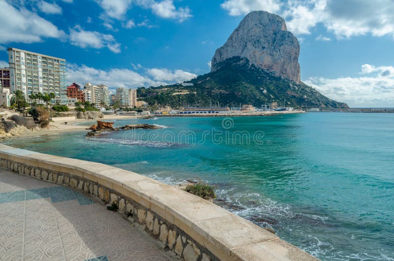 View of the Seafront of Calpe, Spain Stock Image - Image of blanca ...