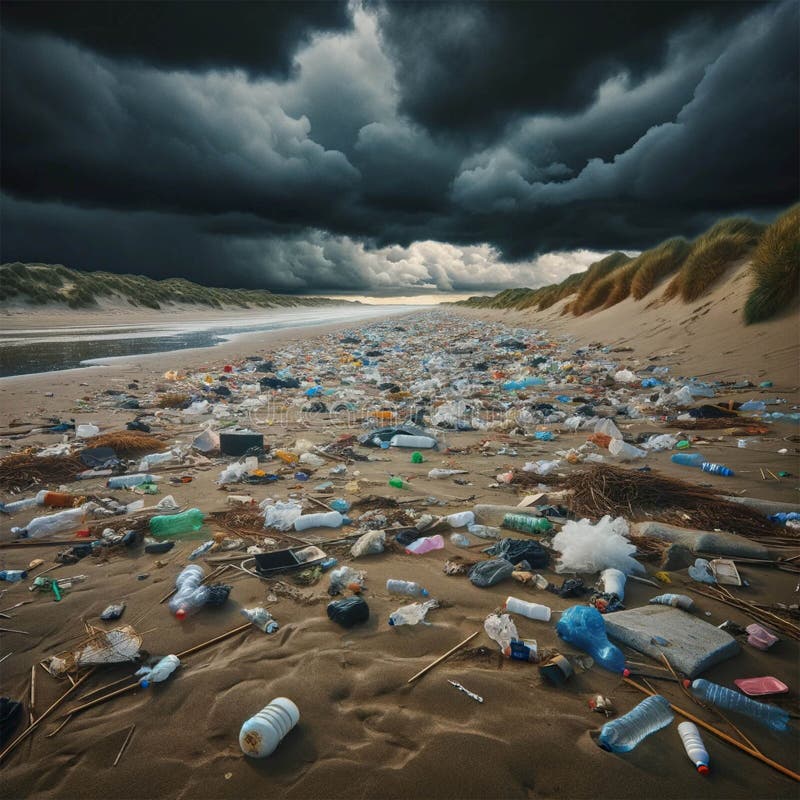 View of the Seashore Where There is a Huge Amount of Garbage Washed ...