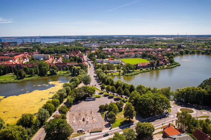 A View of a Seaside City Over the Rooftops Stock Photo - Image of ...