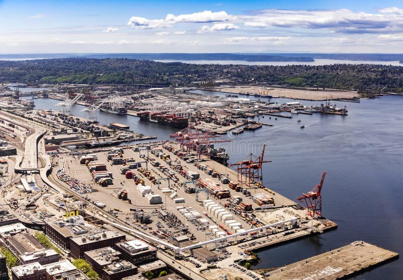 Massive Freight Terminal in Puget Sound Stock Photo - Image of business ...