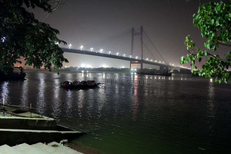 View of Second Hooghly Bridge or Vidyasagar Setu from Ganga Ghat Stock ...