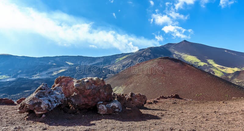 The View from a Secondary Cone Towards the Summit of Mount Etna, Sicily ...