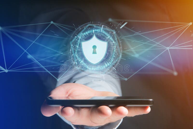 Security Protection Icon on a Futuristic Interface Stock Image - Image ...