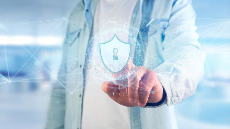 Security Protection Icon on a Futuristic Interface Stock Image - Image ...