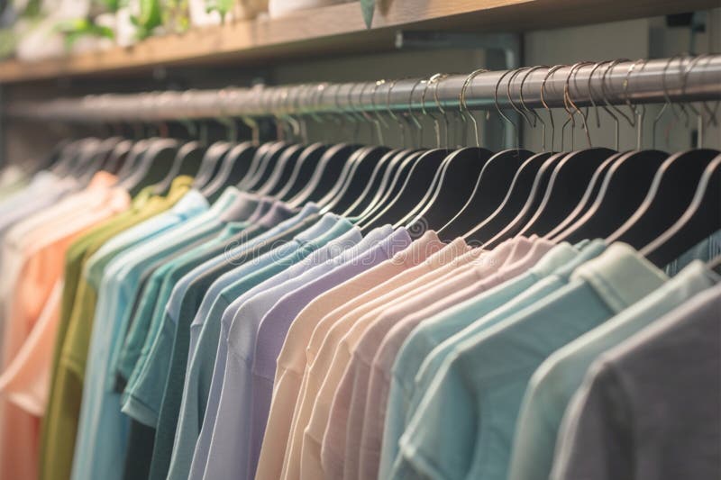 View Selective Focus on Clothes Hanged in a Soft Focused Clothing Store ...