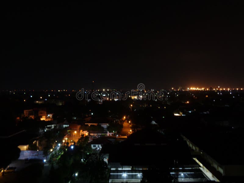 The View of Semarang City Night Stock Image - Image of evening ...