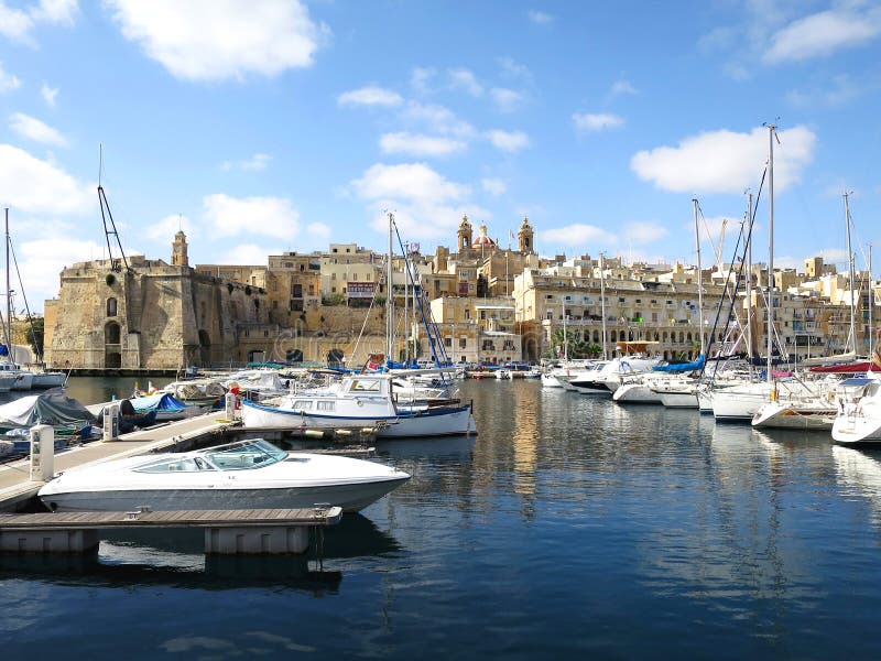 View of Senglea (Isla) from Vittoriosa (Birgu) Waterfront, the Three ...