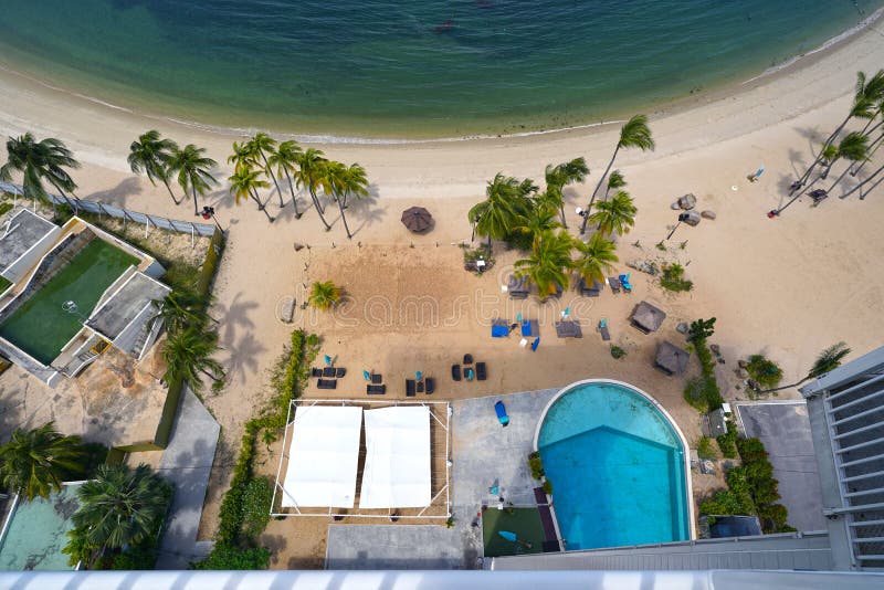 Top Down View of Sentosa Island Beaches from Palawan Beach Stock Photo ...