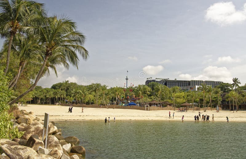View of Sentosa Palawan Beach. People Resting on the Shore Editorial ...
