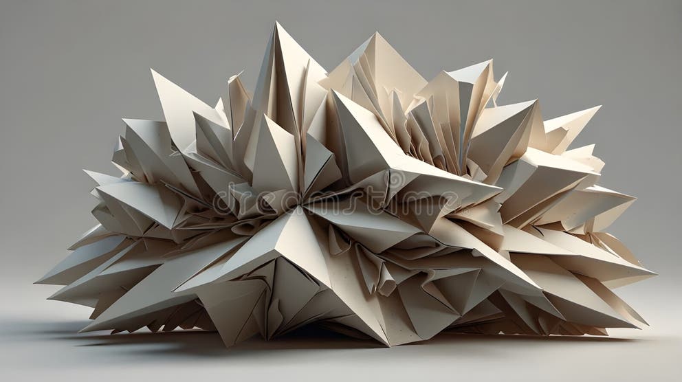 A Series of Abstract Shapes, Created from Folded Paper, Isolated on a ...