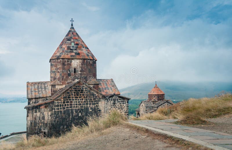 Armenia, Sevanavank Monastery Complex on Sevan Lake Peninsula Stock ...
