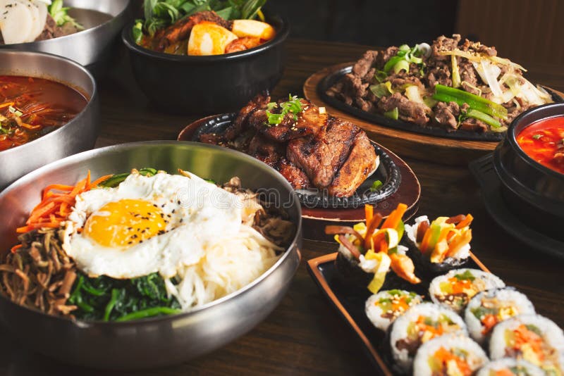 Some Korean entrees stock image. Image of noodle, store - 246879591