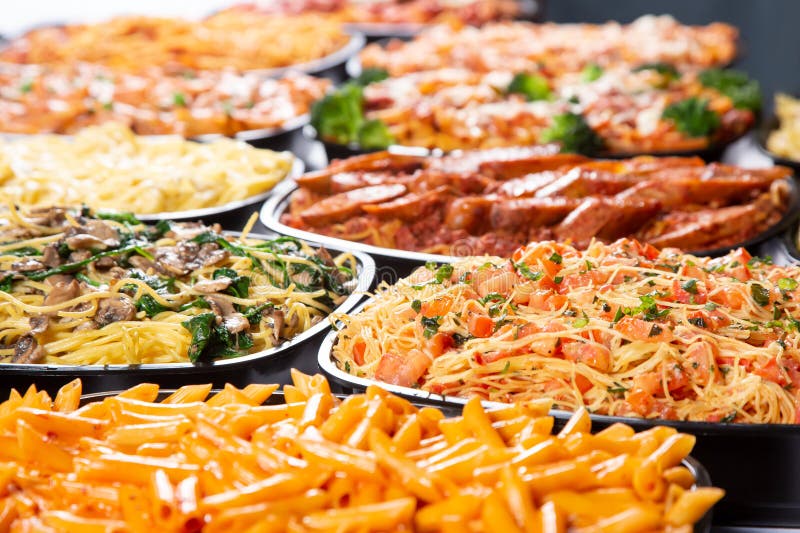 Pasta trays stock photo. Image of family, restaurant - 276721868