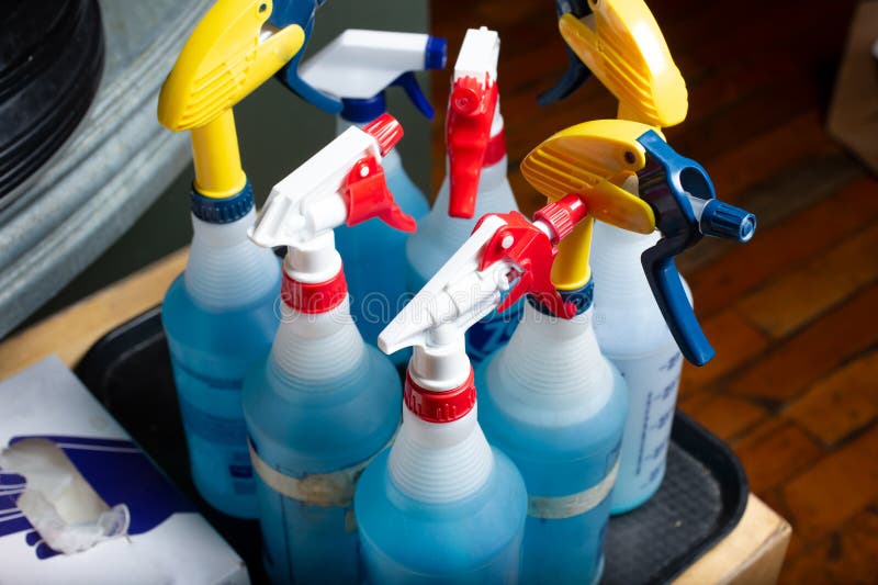 Several spray bottles stock image. Image of stain, container - 281143685