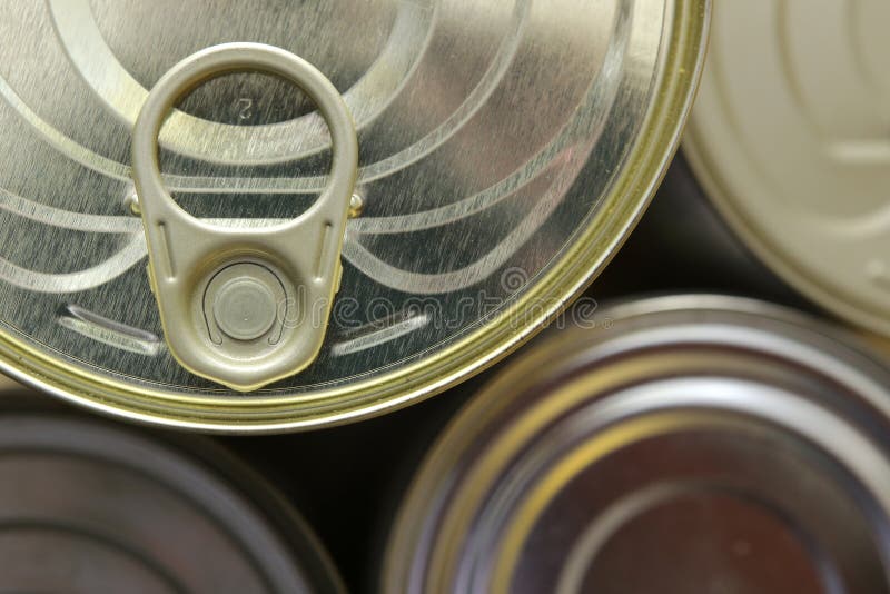 View on Several Steel Cans Containing Food Stock Photo - Image of ...
