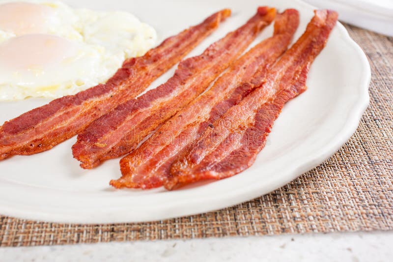Bacon Strips and Eggs, Breakfast Plate Stock Image - Image of still ...