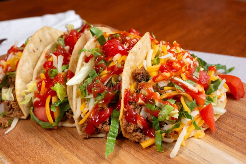 Hard tacos stock image. Image of copy, fork, napkin - 192736435