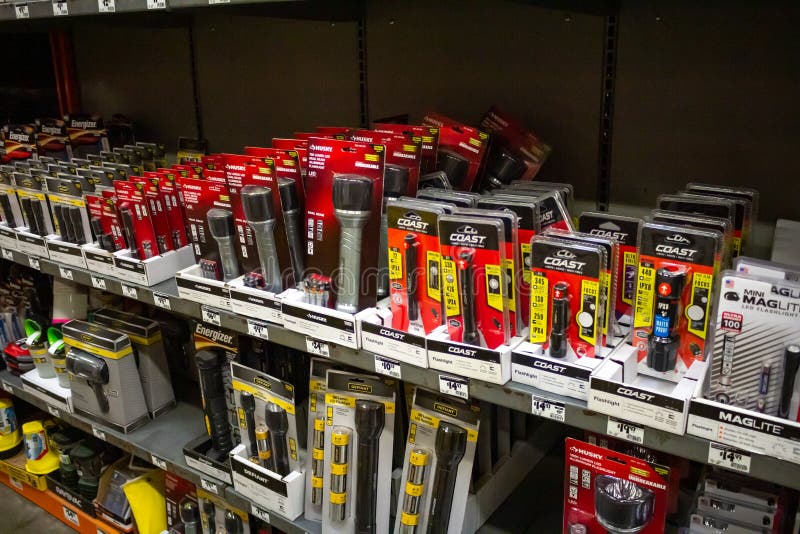 Flashlights on display editorial image. Image of merchandise - 174517835