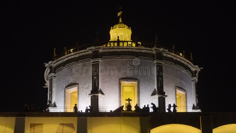 View of Shadows of People on Observation Deck of Cathedral. Action ...