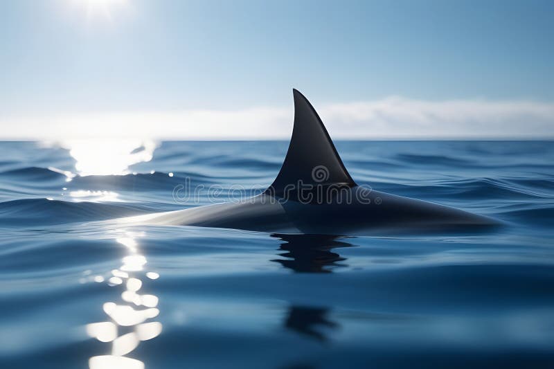 View of a Shark Fin from the Ocean Water Stock Illustration ...