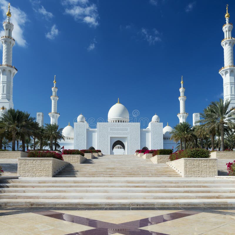View of Sheikh Zayed Grand Mosque Stock Image - Image of architecture ...