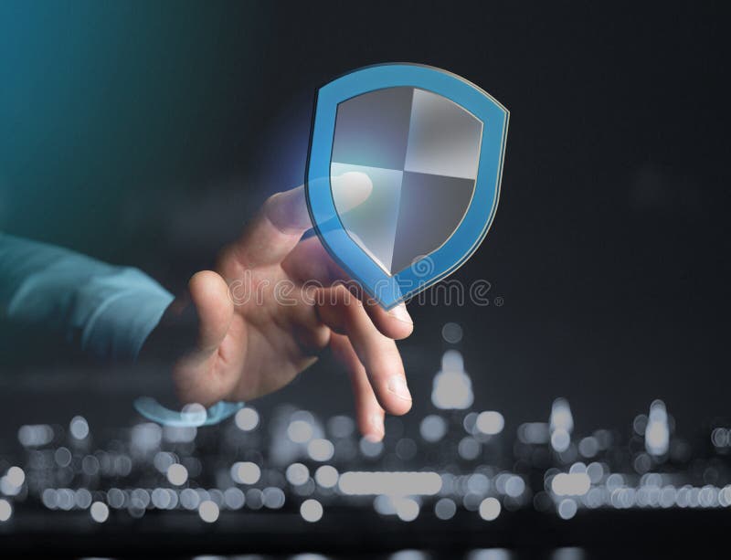 Shield Symbol Displayed on a Futuristic Interface - Security and Stock ...