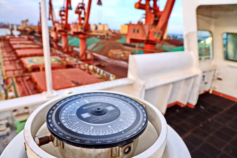 View of the Ship and Piers on the Background of the Magnetic Compass ...
