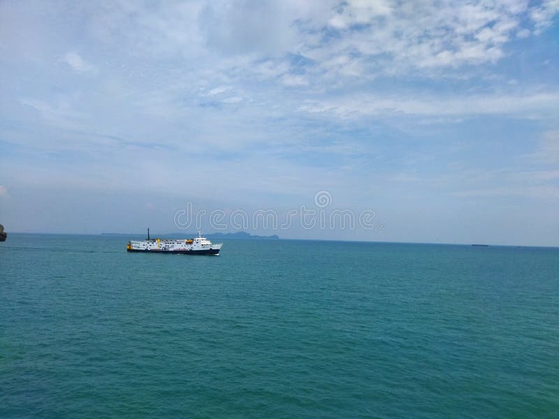 View of the Ship Sailing in the Sunda Strait Stock Image - Image of ...