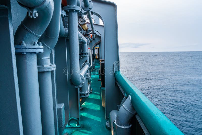 View from Ship or Vessel Deck To Open Sea - Beautiful Seascape Stock ...