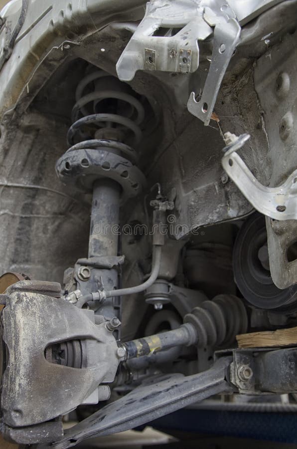 The Shock Absorbers of a Crashed Car Stock Photo - Image of shock ...