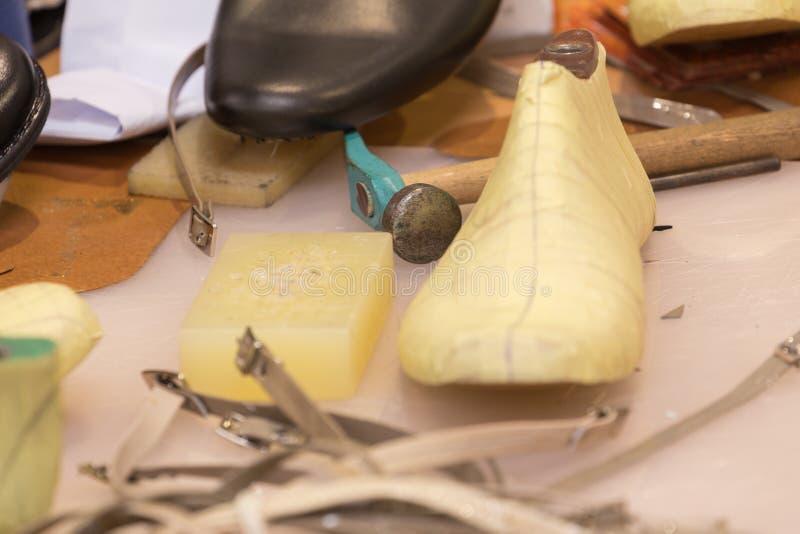 Shoemaker Shoe Forms and Tools Stock Photo - Image of shoes, forms ...